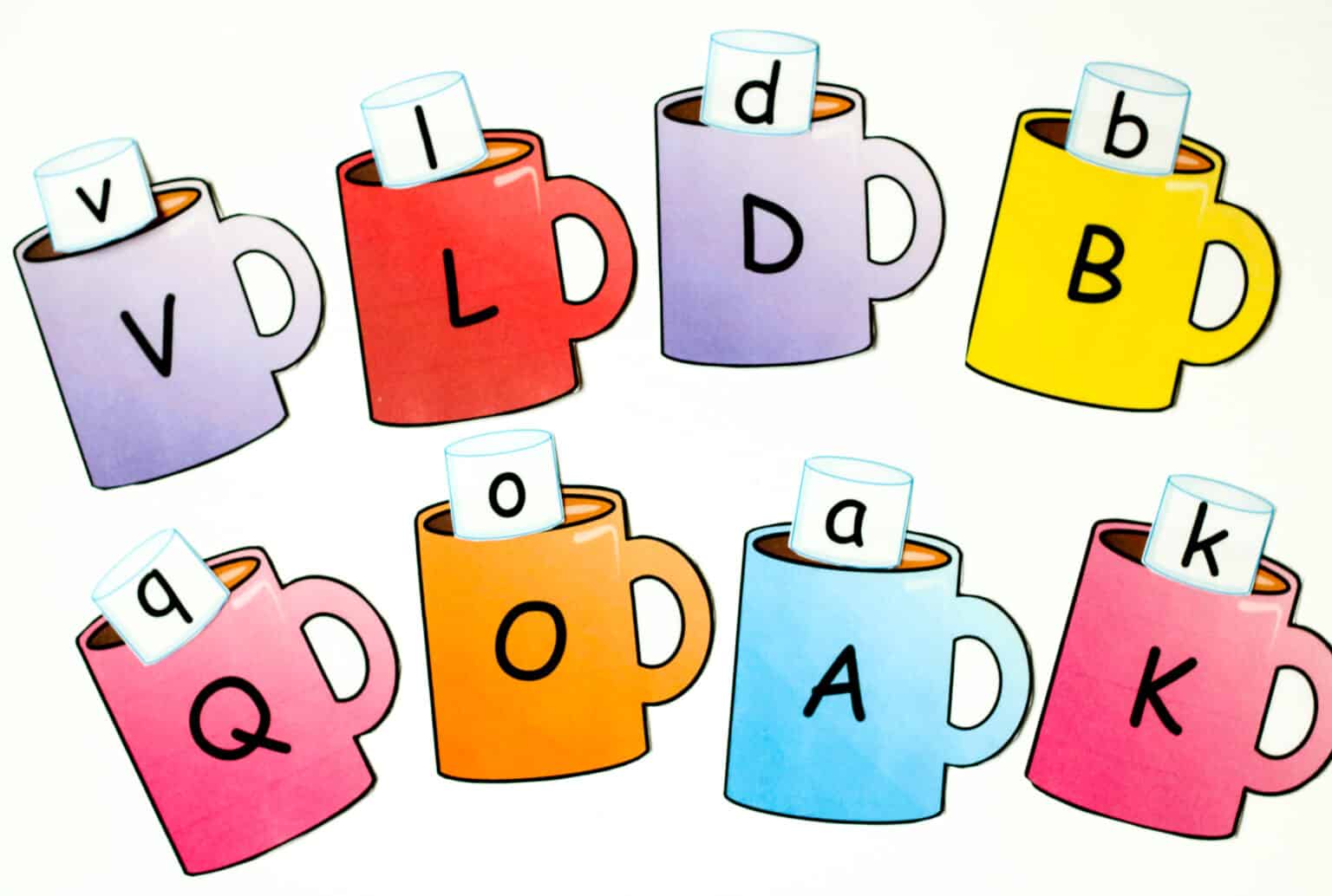 FREE Hot Chocolate and Marshmallow Letter Match - Welcome