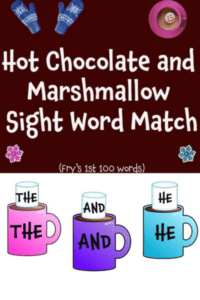 Free Hot Chocolate Sight Word Match - Welcome